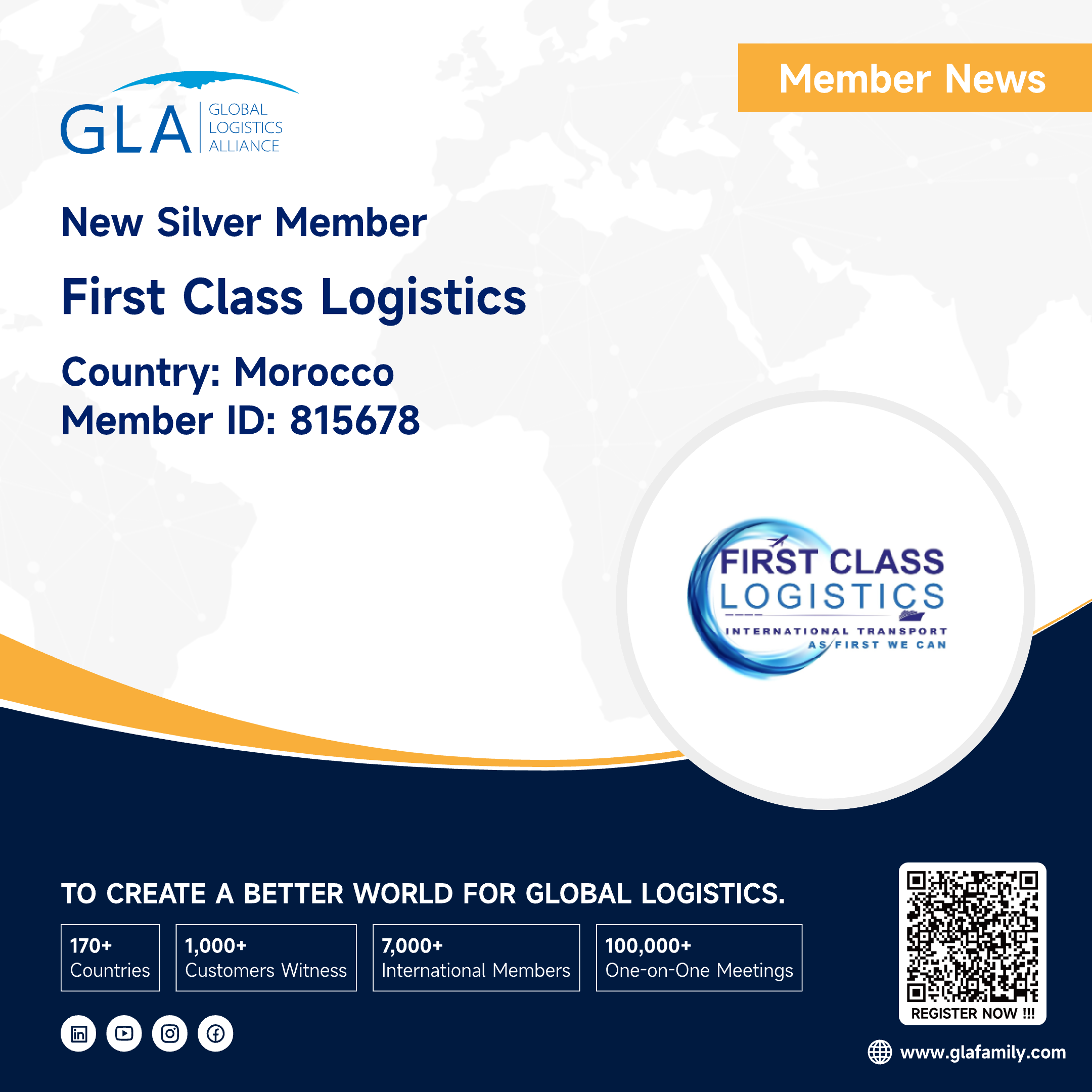 Welcome! New GLA Silver Member from Morocco ———— First Class Logistics ...